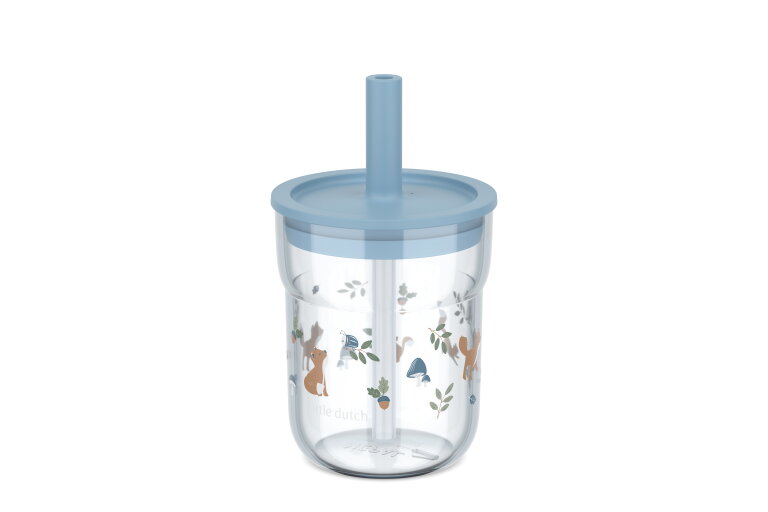 children's glass mio 250 ml with straw - forest friends | Mepal