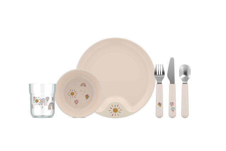 set children's dinnerware mio 6 pcs - sunshine & rainbow | Mepal